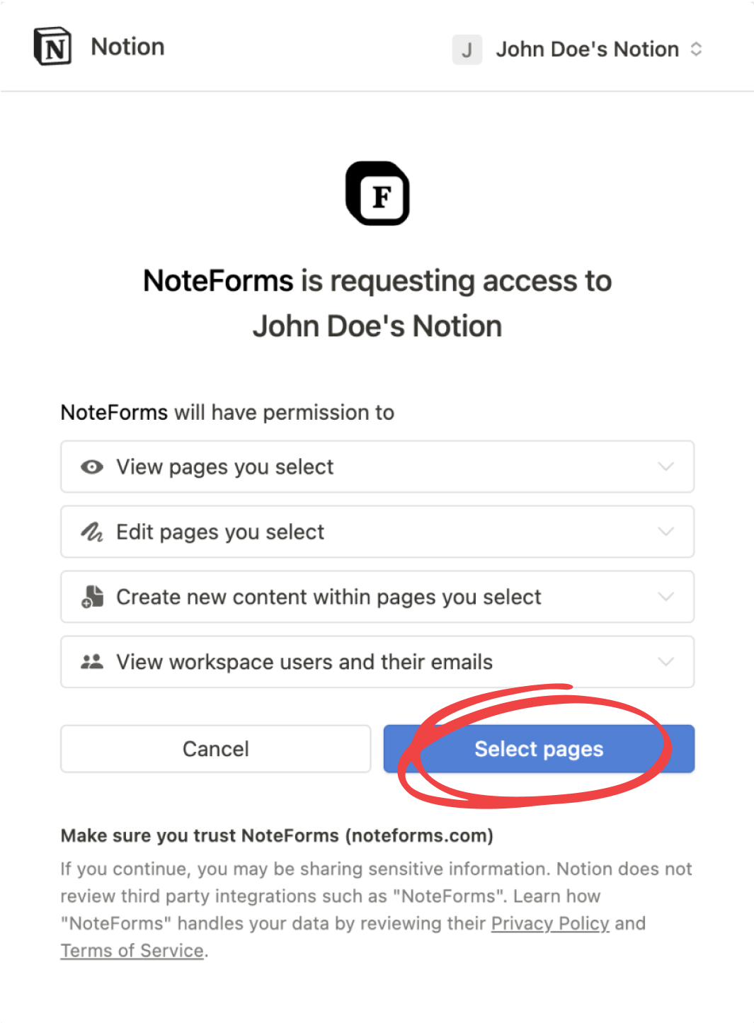 Create a new form - NoteForms