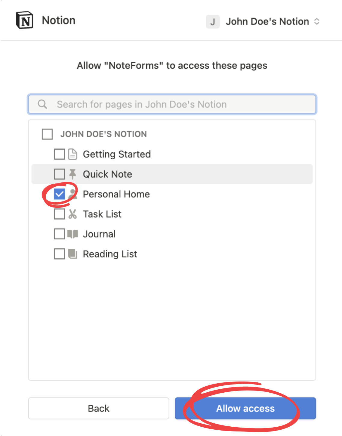 Create a new form - NoteForms